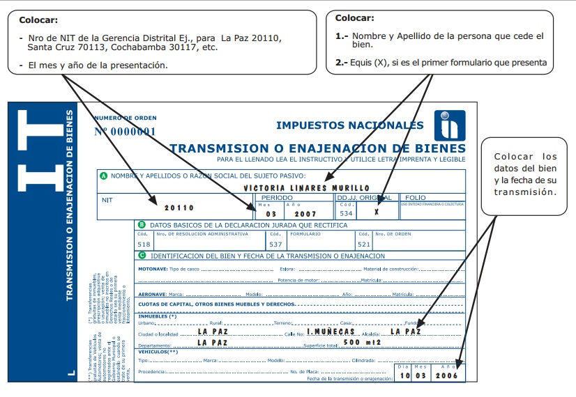 Formulario 430 Impuesto a la Transferencia de Inmuebles - 2025 - Bolivia Consulta